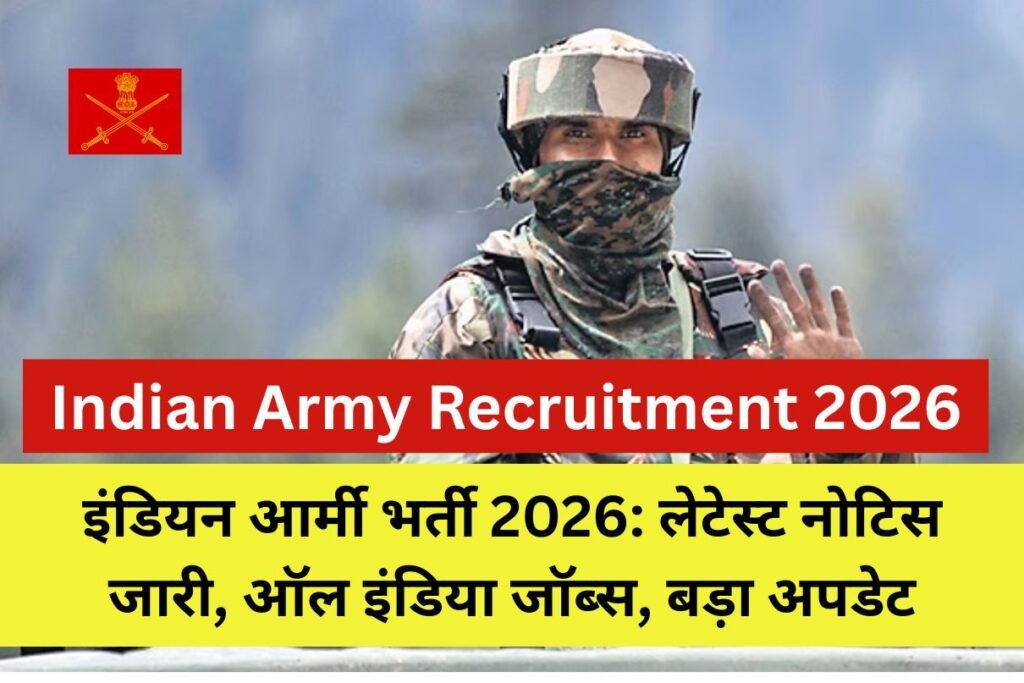 Indian Army Recruitment 2026 : Latest Notice Out, All India Jobs, Big ...